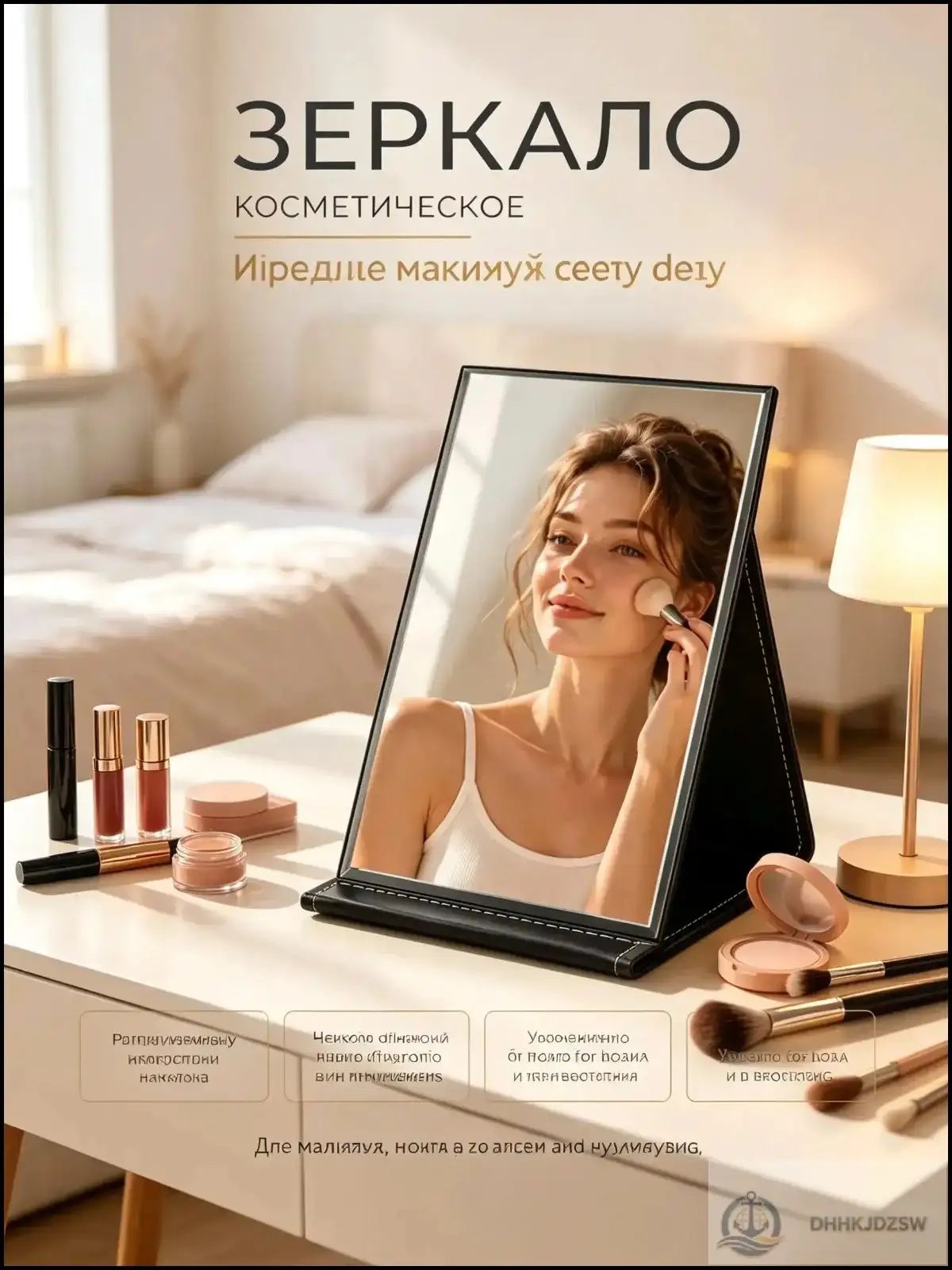 Зеркало косметическое, 12 см х 17 см, 1 шт