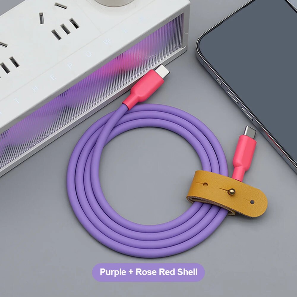 Кабель для быстрой зарядки USB-C на Type-C 240 Вт для iPhone 17, 16, 15 Фиолетовый, 2 м, Фиолетовый