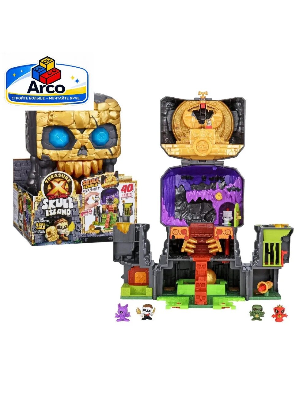 Игровой набор с фигуркой Treasure X Храм черепа Skull Island: 40 уровней приключений