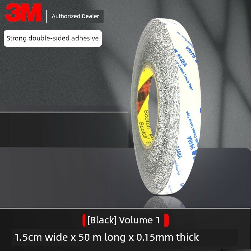 3M 9448AB Черная клейкая лента 15мм ширина 50м рулон для ремонта смартфона