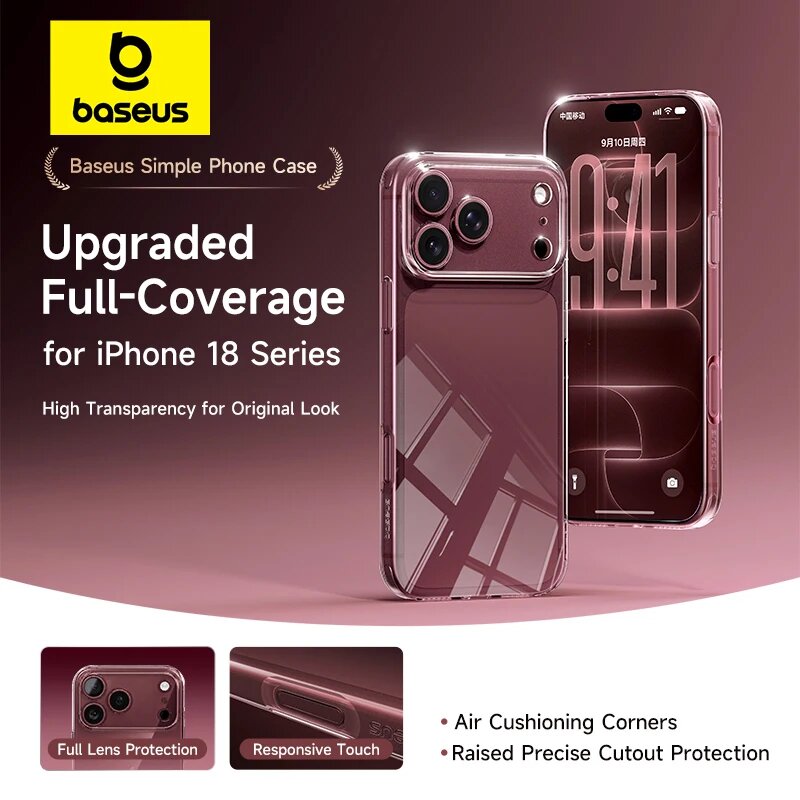 Прозрачный чехол Baseus из термопластичного полиуретана для iPhone 18, 17 Pro Max, iPhone 18 Pro Max