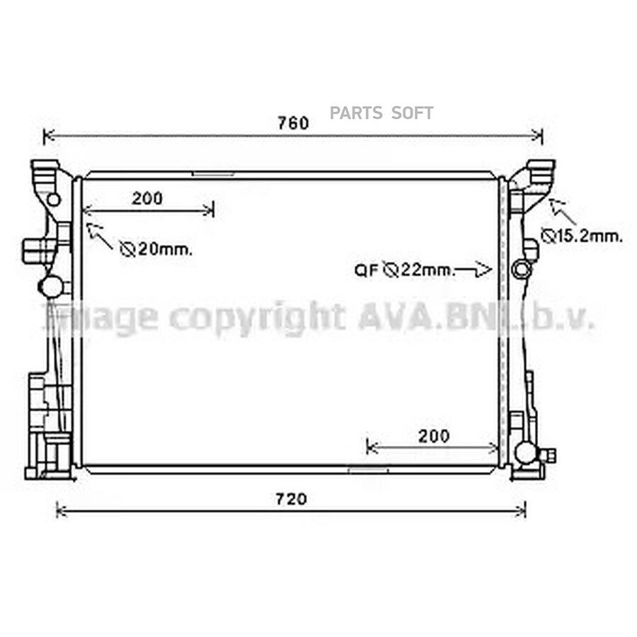 Радиатор системы охлаждения от официального дистрибьютора, AVA, артикул MS2654