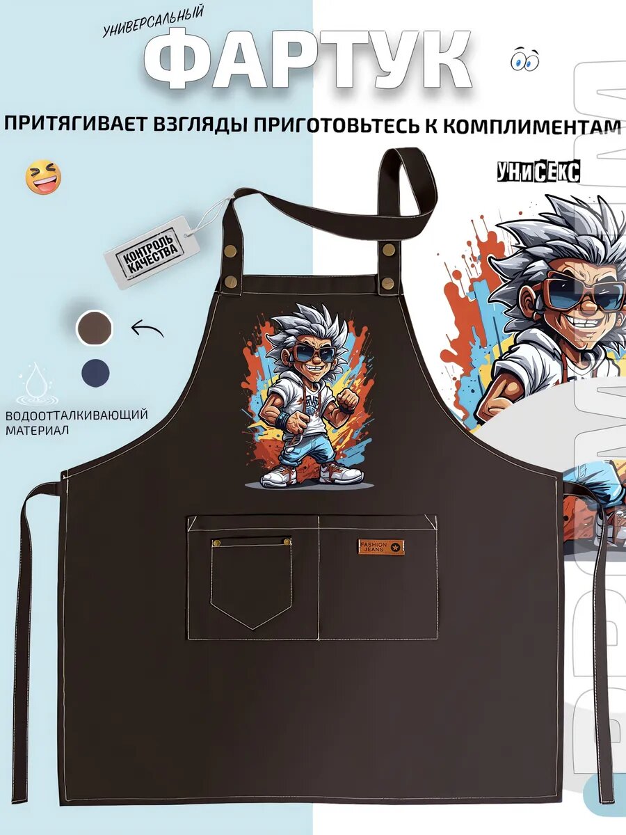Фартук Рик Санчез Rick Sanchez аниме главный герой кухонный с принтом универсальный