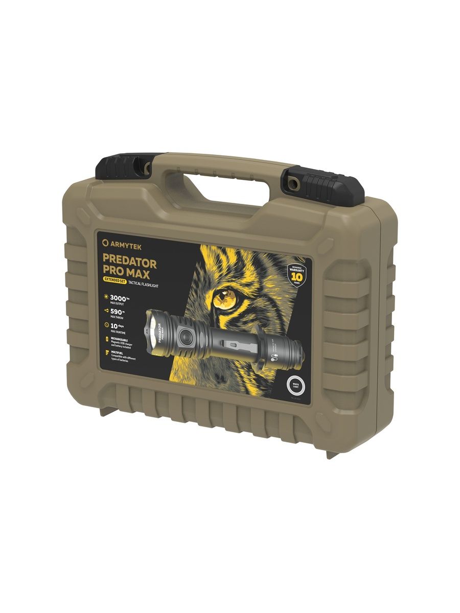 Фонарь тактический Armytek Predator Pro Max Extended Set (белый свет) F08202C