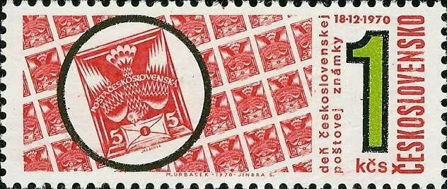 (1970-065) Марка Чехословакия "Почтовый голубь" День марки III