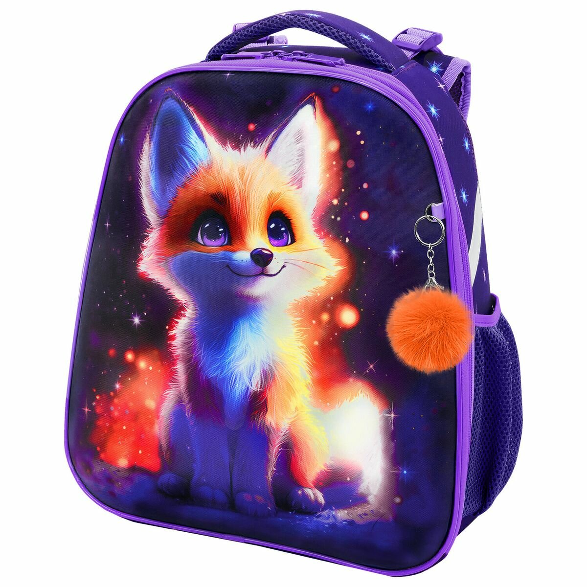 Ранец школьный Brauberg UP, 2 отделения, с брелоком, "Bright fox", 36х28х15см (274665)