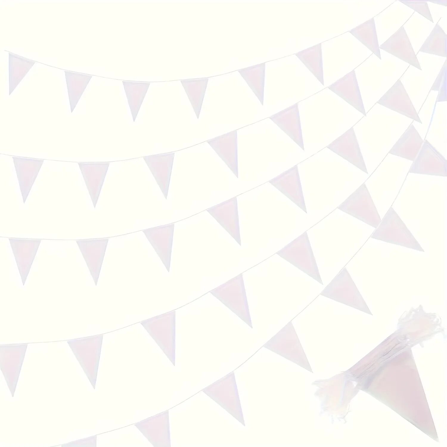 Белая гирлянда-флажок для праздника, 10 м