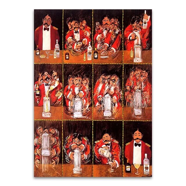Художественный принт KSUMRET Guy Buffet The Making Of Perfect Martini SW10598, (A4)21X30cm Unframed