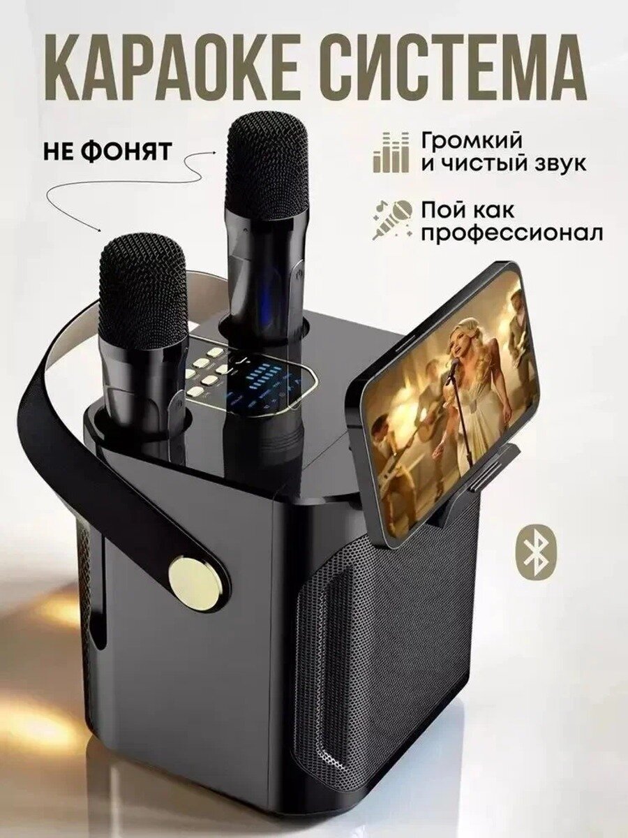Портативная колонка с 2 микрофонами для караоке на улице, Bluetooth 5.3, 10 Вт