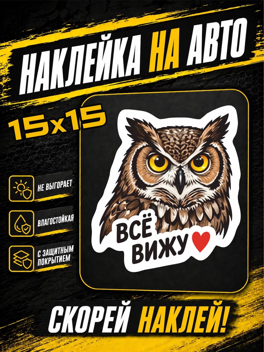 Наклейка на авто Сова все вижу