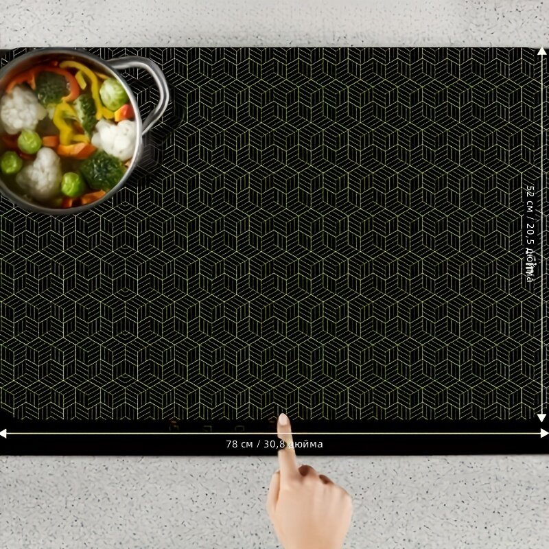 Силиконовый защитный коврик для плиты и духовки 30,8 x 20,5 дюйма, термостойкий, устойчивый к царапинам, нескользящий, легко моется, черный, 1 шт.