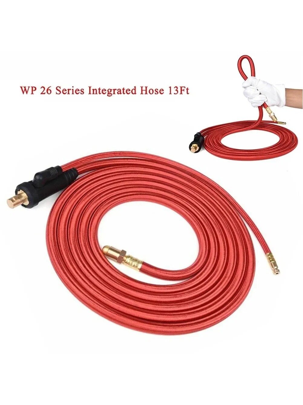 Сварочная горелка TIG WP26 с быстроразъемным соединением, газоэлектрический интегрированный красный шланговый кабель