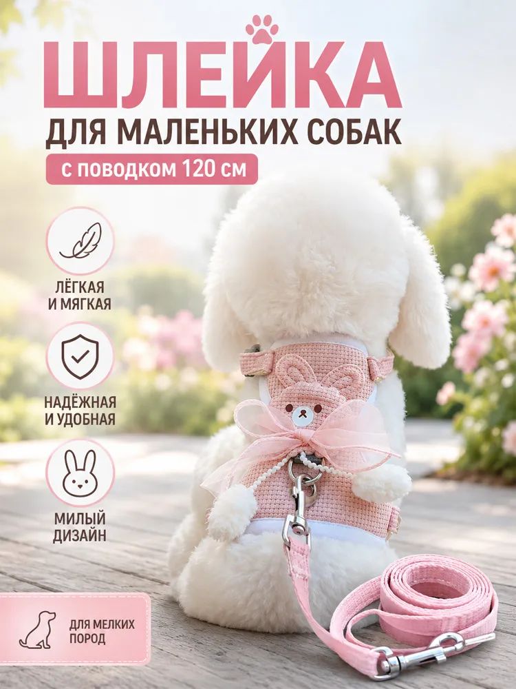 Шлейка для собак мелких пород Поводок длиной 120 см, Артикул: 5743781747