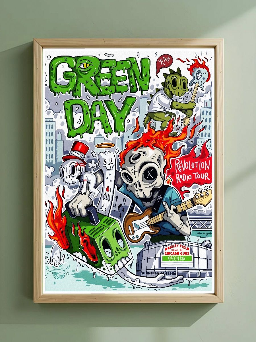 Постер, плакат на стену "Green Day" 42 см х 29,7 см (А3), Без Рамы