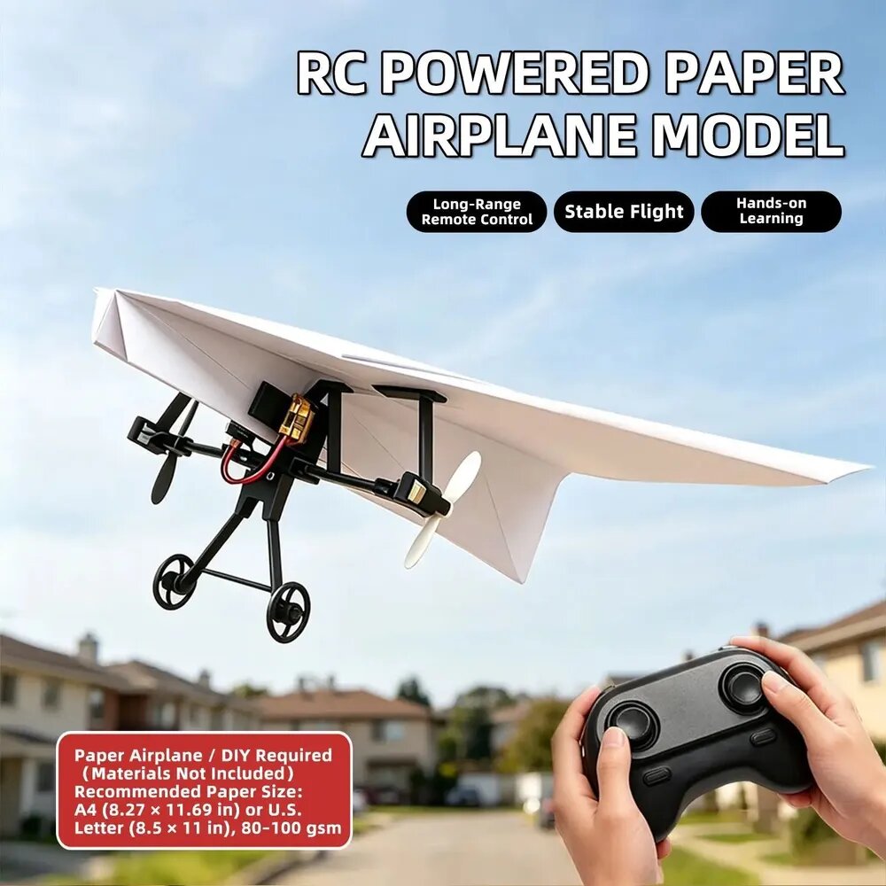 Игрушка самолет радиоуправляемая DIY бумажная авиамодель с гироскопом белая