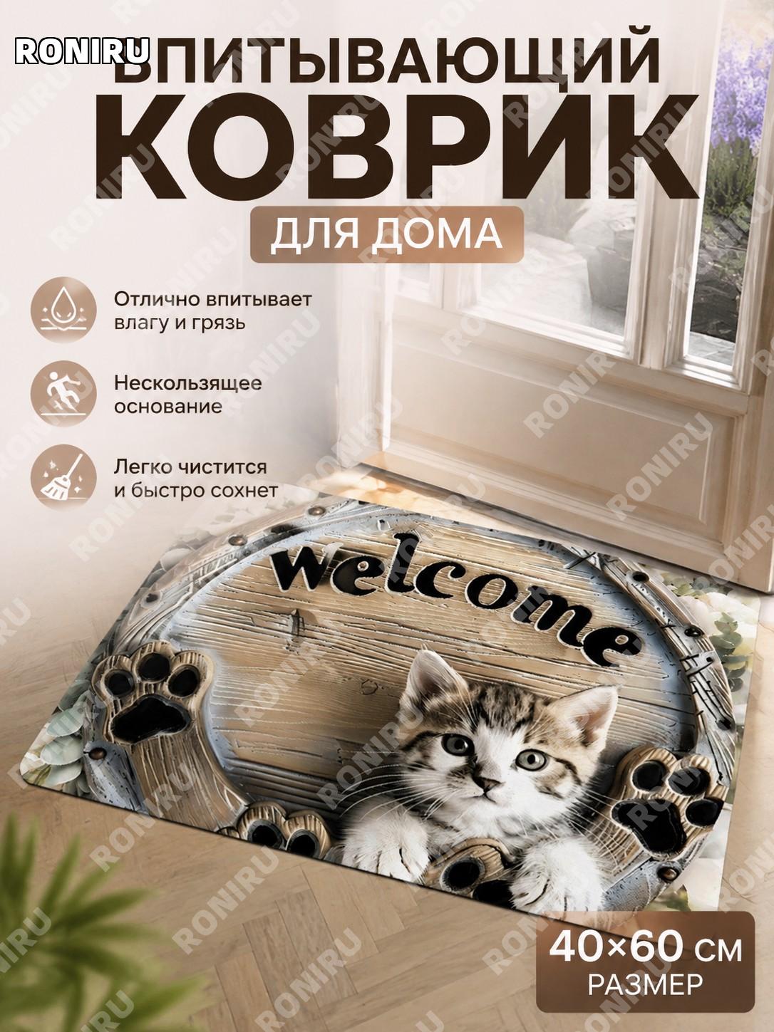 Придверный коврик 40×60 см из хрустального ворса с точечным покрытием дна для входной зоны дома и ванной комнаты