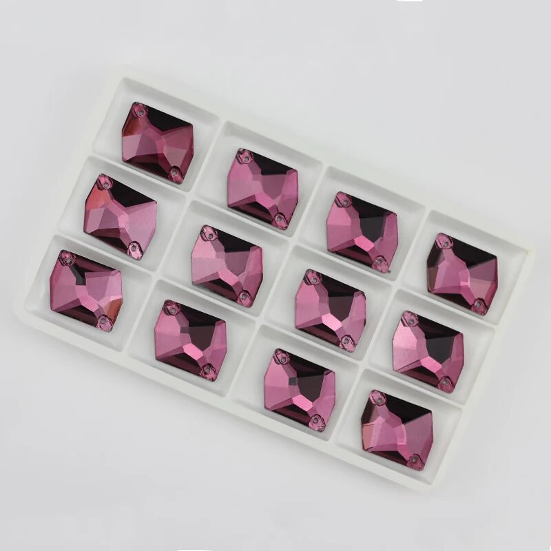 Стразы QL Crystal AB разные цвета стекло Розовый, 16x21mm 12pcs, Фиолетовый, Medium Purple