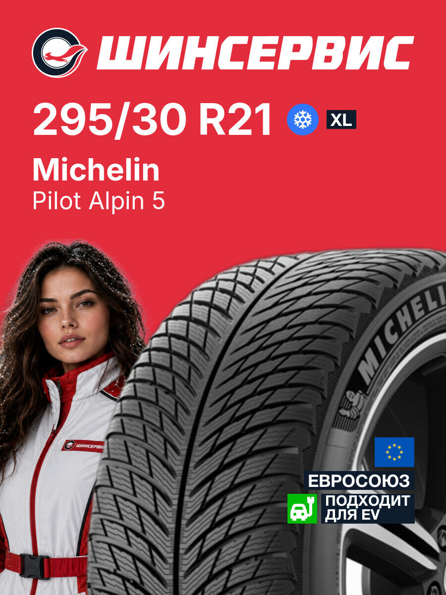 Зимняя нешипованная шина Michelin Pilot Alpin 5 295/30 R21 102 W, зимняя автомобильная резина