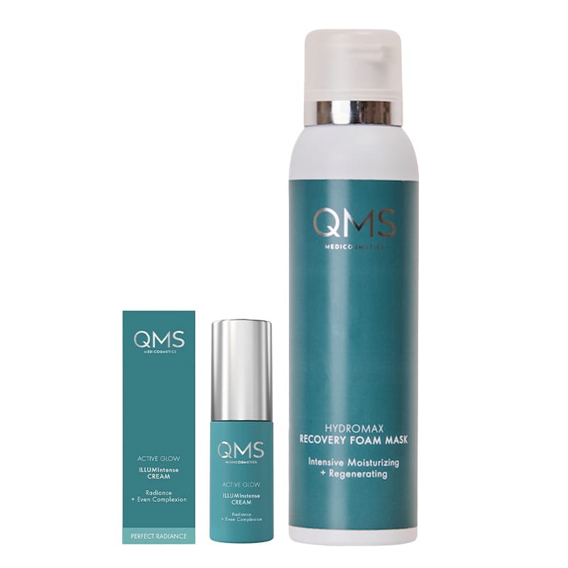 Набор уходовой косметики QMS Hydromax + Active Glow набор Увлажняющая маска-пенка с витаминами ACE 150 мл + Крем активно сияющий 10 мл