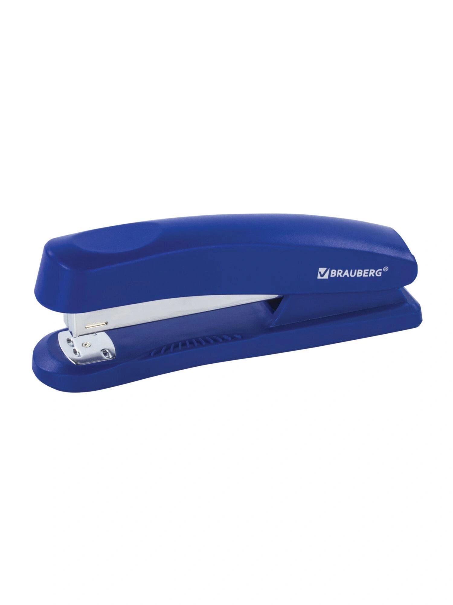 Степлер №24/6, 26/6 BRAUBERG "Standard+", до 30 листов, полнозагрузочный, синий, 228607