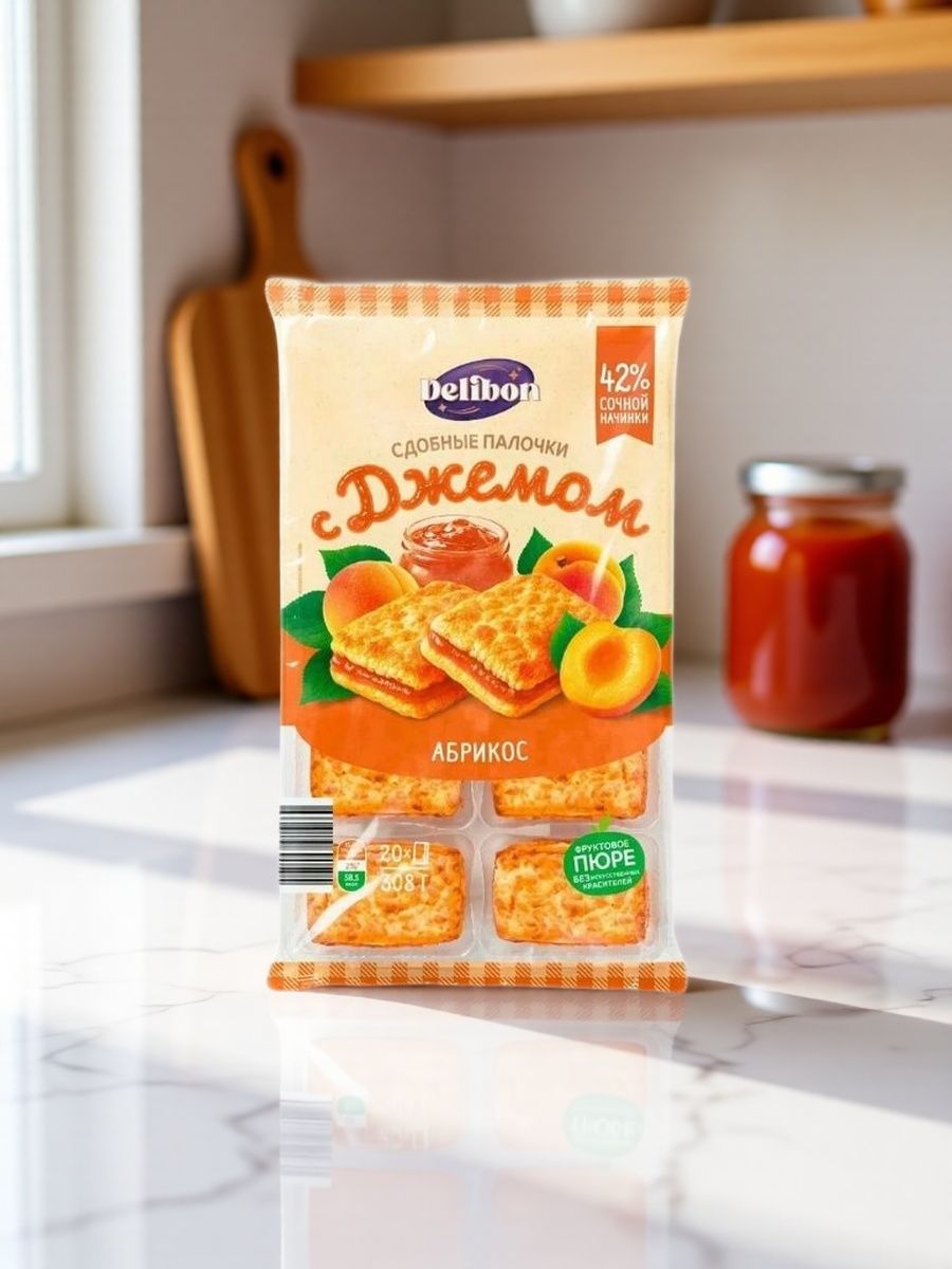 Сдобные палочки Delibon с джемом Абрикос 308г