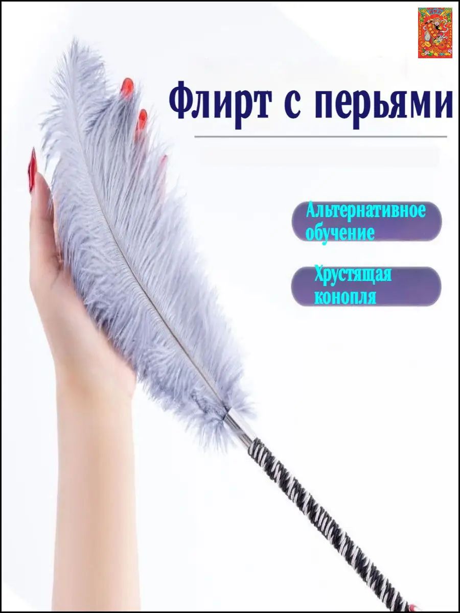 Секс-игрушки для пары SM дразнят палочку из перьев