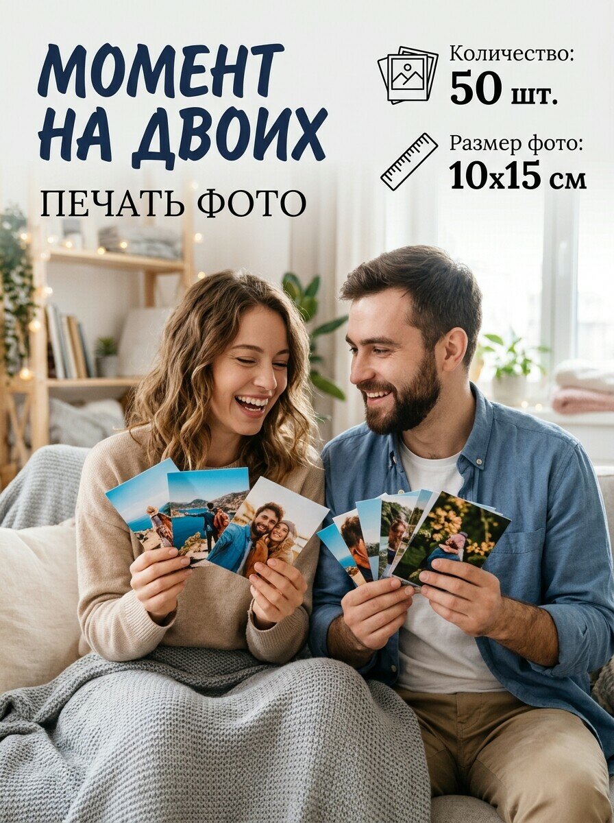 Набор отпечатанных фотографий (формат 10х15 см) печать фото глянцевые 50 штук