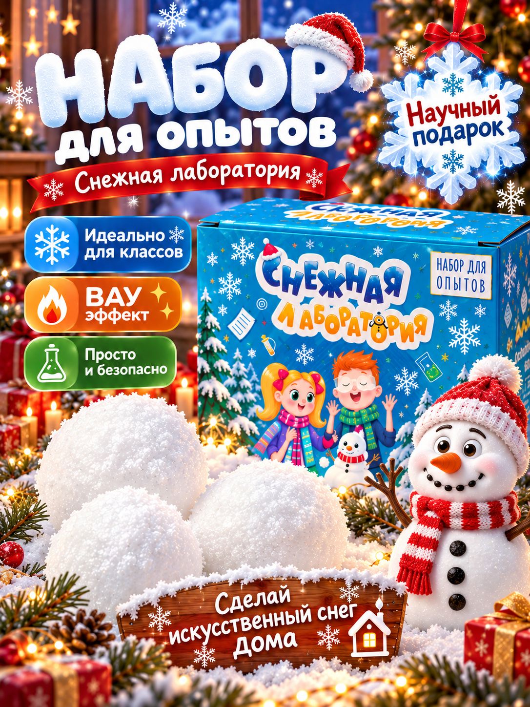 Опыты и эксперименты для детей Снежная лаборатория.