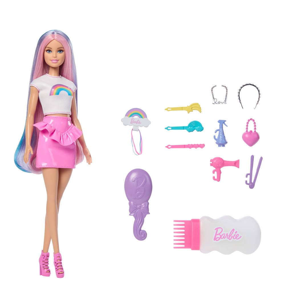 Кукла Barbie Радужные блестящие волосы JJP07, разноцветный