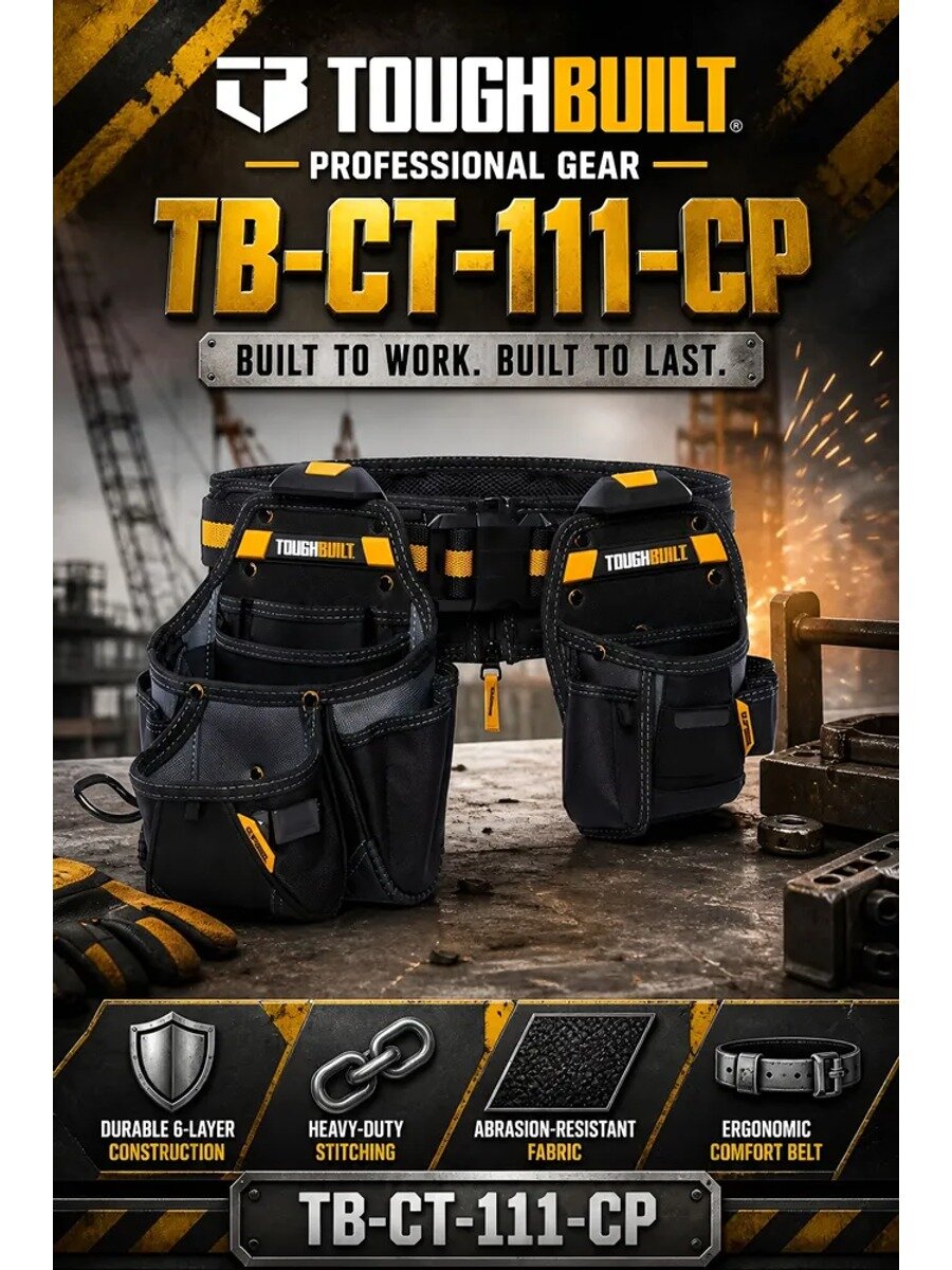 TB-CT-111-CP строительный набор из 3 поясов для инструментов, см, чёрный