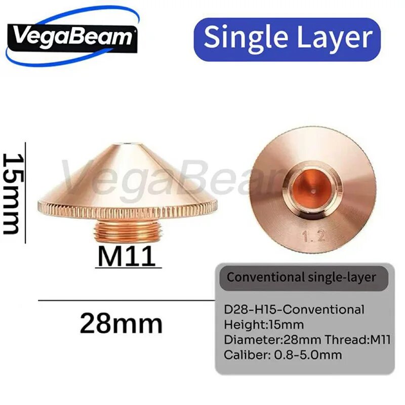 Лазерные сопла VegaBeam Raytools D32 M14, D28 M11 для Precitec WSX Hans 4.0mm, TypeA- D28mmSingle