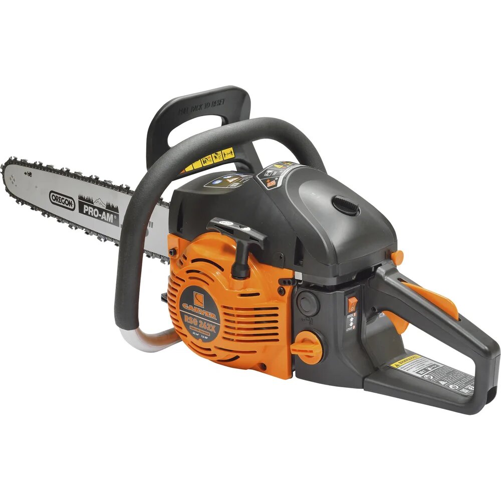 Бензиновая пила CARVER RSG 262Х 01.004.00057 надежной конструкции полупрофессиональная двухтактная с виброзащитой