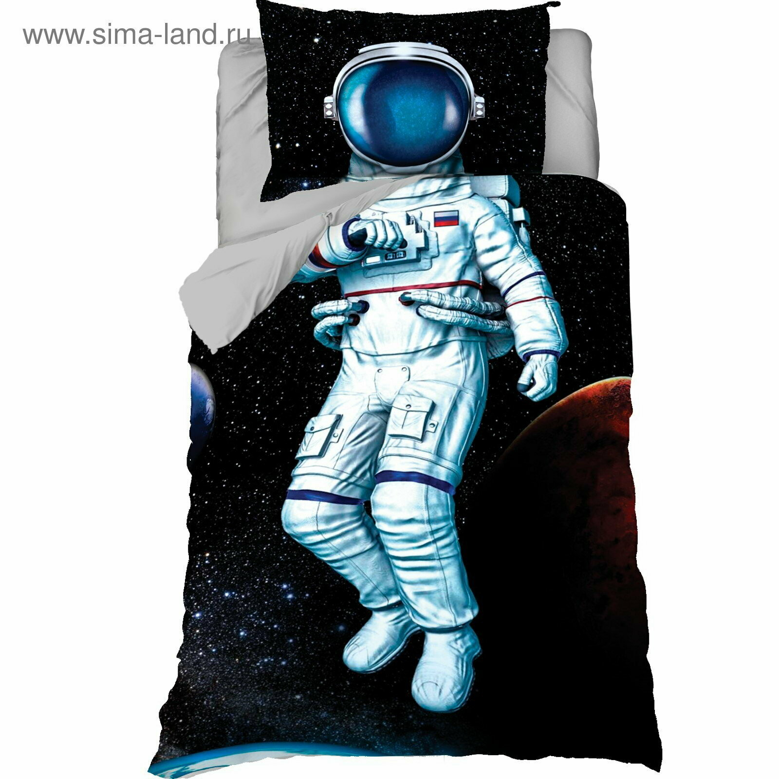Постельное бельё 1.5-спальное Astronaut, бязь, цвет: серый, сезон: весна