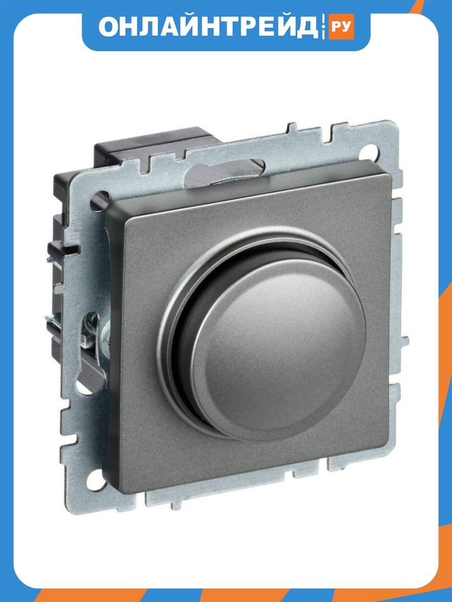 Светорегулятор Iek BRITE СП пов-наж. 600Вт СС10-1-0-БрС сталь, BR-D20-0600-K46