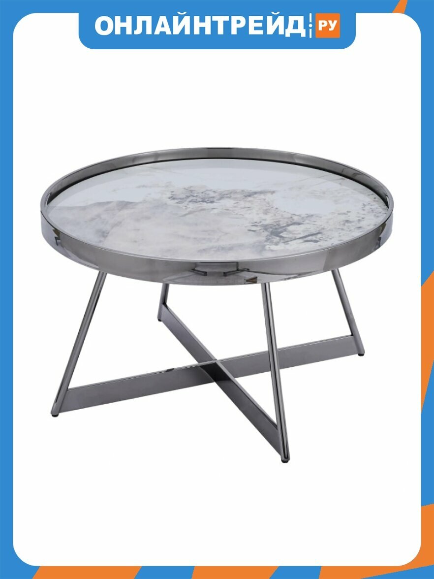 Столик журнальный Stool Group Гера 80*80, белая керамика, сталь тёмный хром
