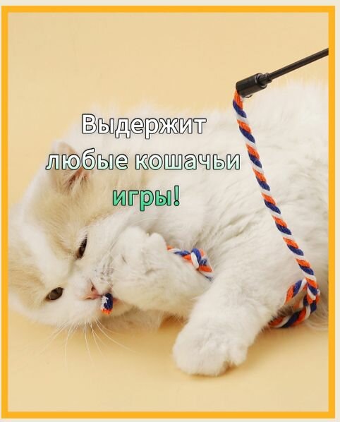 Интерактивная игрушка для кошек: длинная удочка-дразнилка с перьями и помпоном для снятия скуки