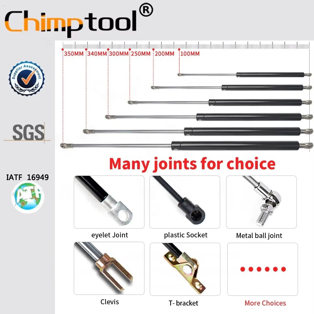 Газовая пружина Chimptool 280N-410N стальная 250 mm, 400 N