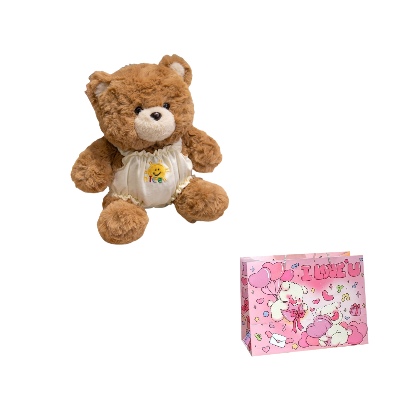 Комбинезон унисекс PUDOWRABBIT Menhera Bunny, Brown Bear Yellow Clothing, 25CM EU