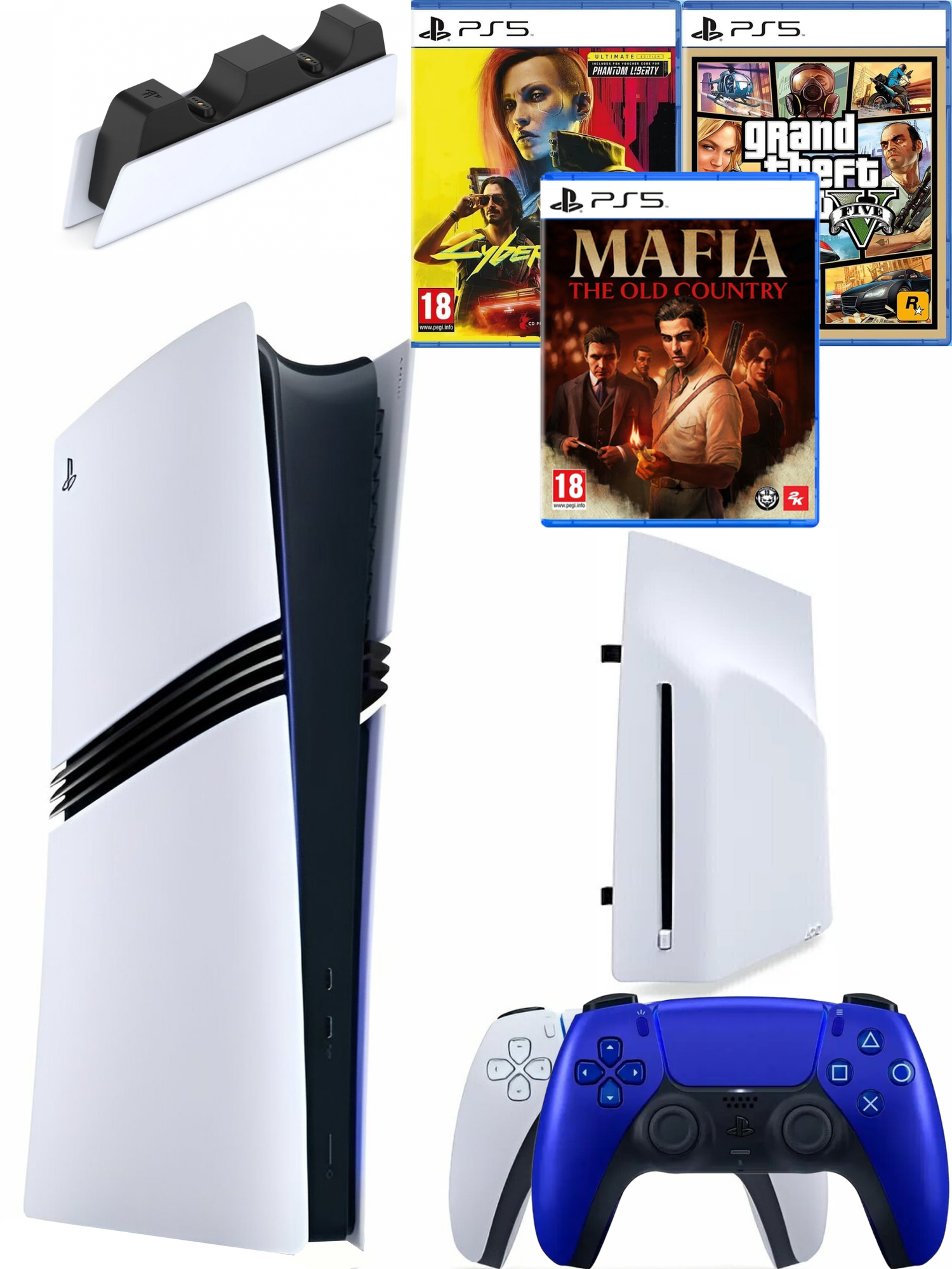 Игровая приставка Sony PS 5 Pro Digital Edition+Зарядная станция+ Дисковод +2-ой геймпад+3 игры , 2Tb SSD
