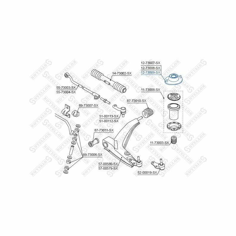 Опора амортизатора переднего правого! VIN: 439640> Daewoo Lanos 97>, STELLOX 1273009SX