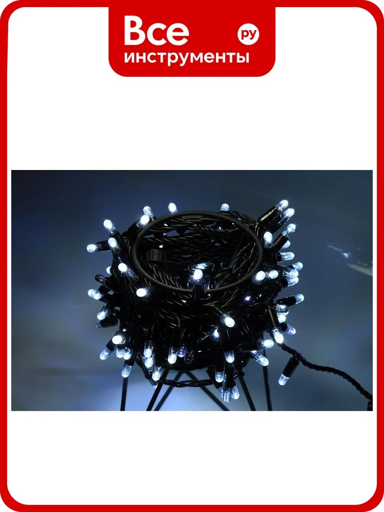 Гирлянда TEAMPROF Нить 10 м, 24В, колпачок, белый, черный провод TPF-S10C-24V-CB/W, светодиодная