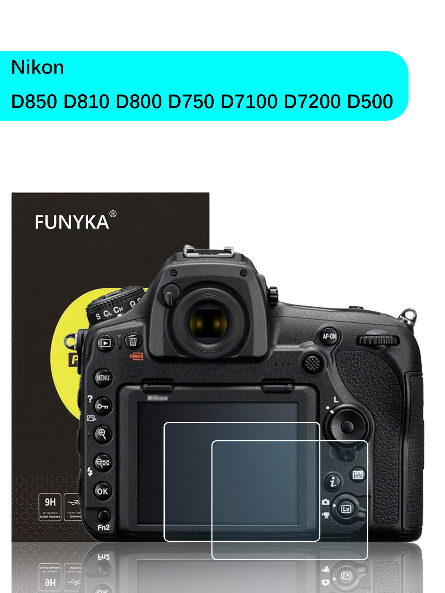 Комплект 2 шт: Защитное стекло для экрана камеры Nikon D850 D810 D800 D780 D750 D7100 D7200 D500 защитное стекло для фотоаппарата стекло для экрана Nikon защита экрана камеры