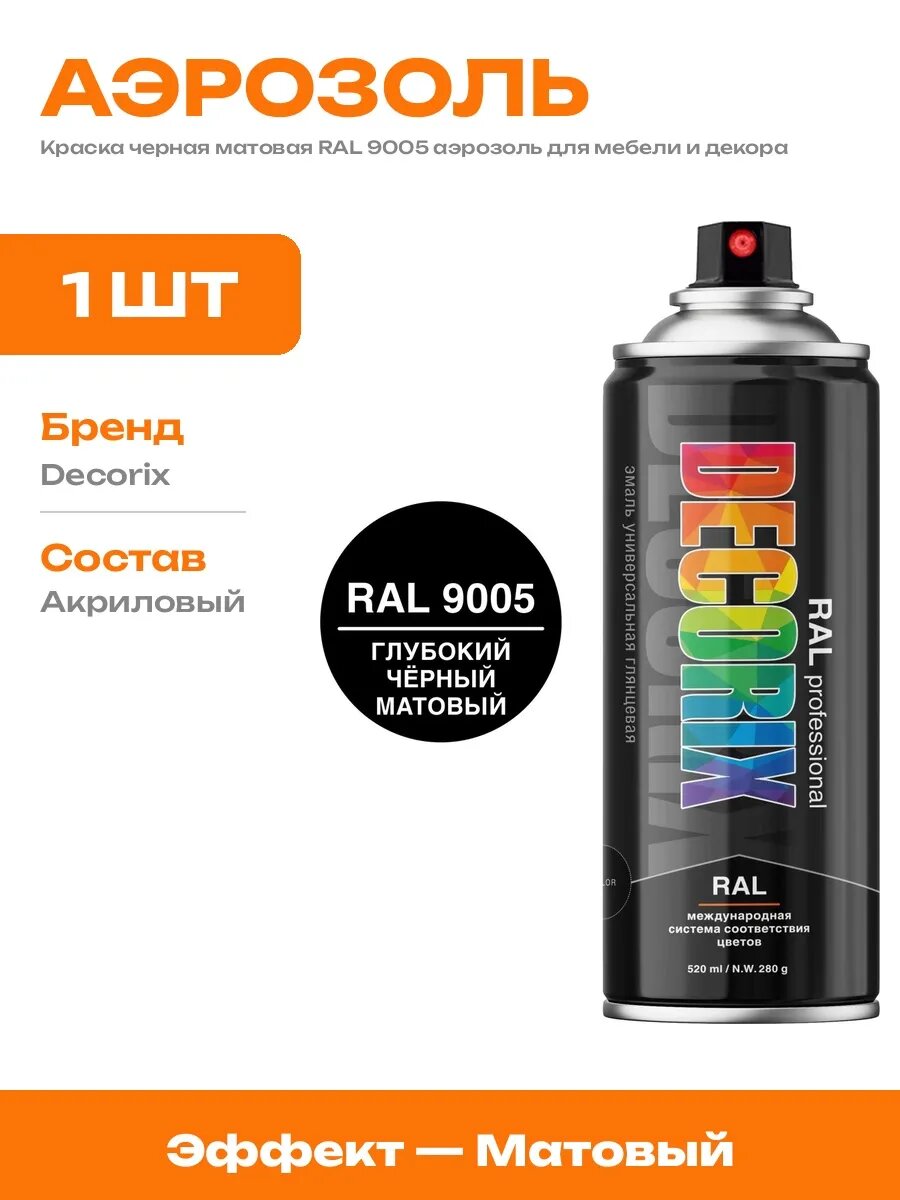 Аэрозоль глубокий черный матовый краска для пластика стали