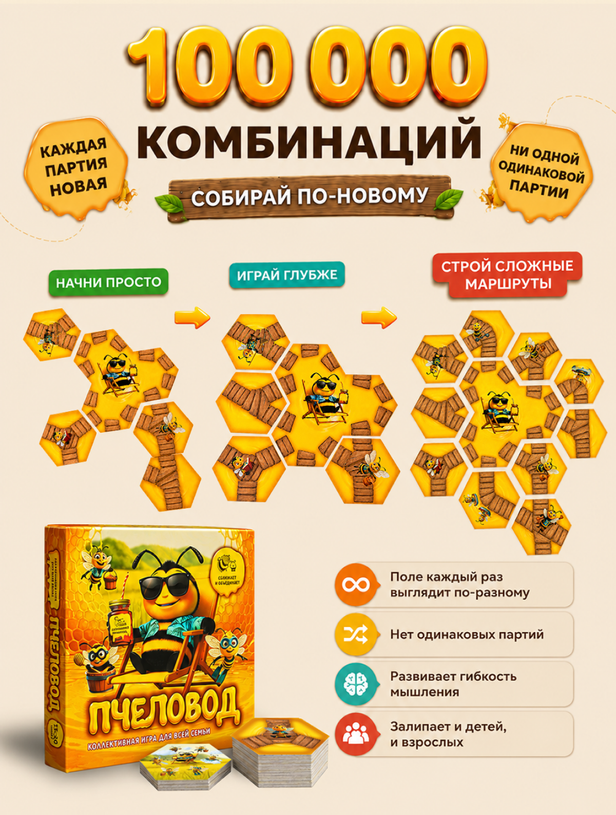 Карточная Настольная игра для детей и взрослых, для всей семьи. Настольные игры для компании, вечеринки, на день рождения. Пчеловод подарок мальчику и девочке, ребенку — фото 1