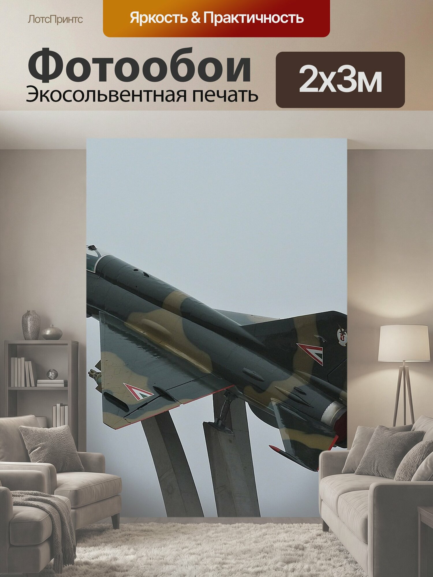 Фотообои "Миг-21, истребитель, старый" 200x300 см. экосольвентная печать