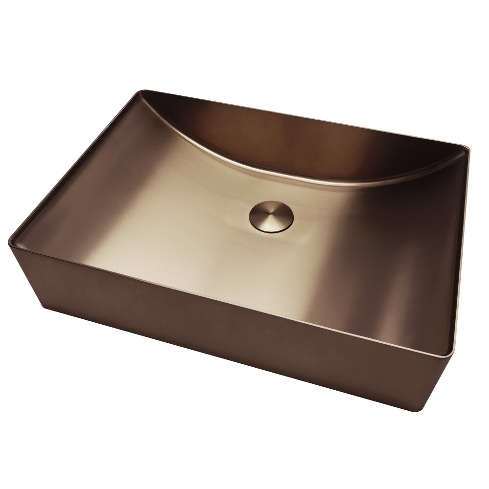 Раковина накладная из нержавеющей стали Abber Wasser Kreis 50x35x13 AF2403MRG розовое золото матовое, с донным клапаном