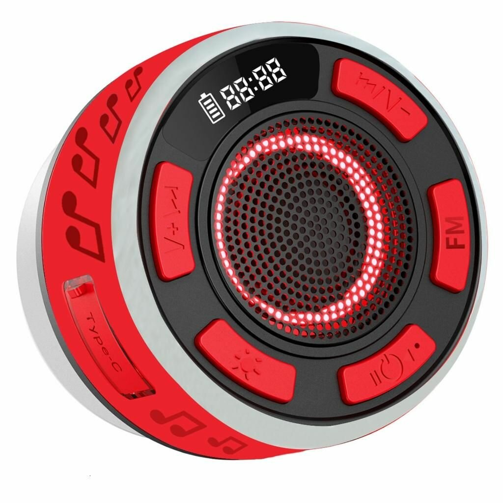 Душевая Bluetooth-колонка с присоской, красный