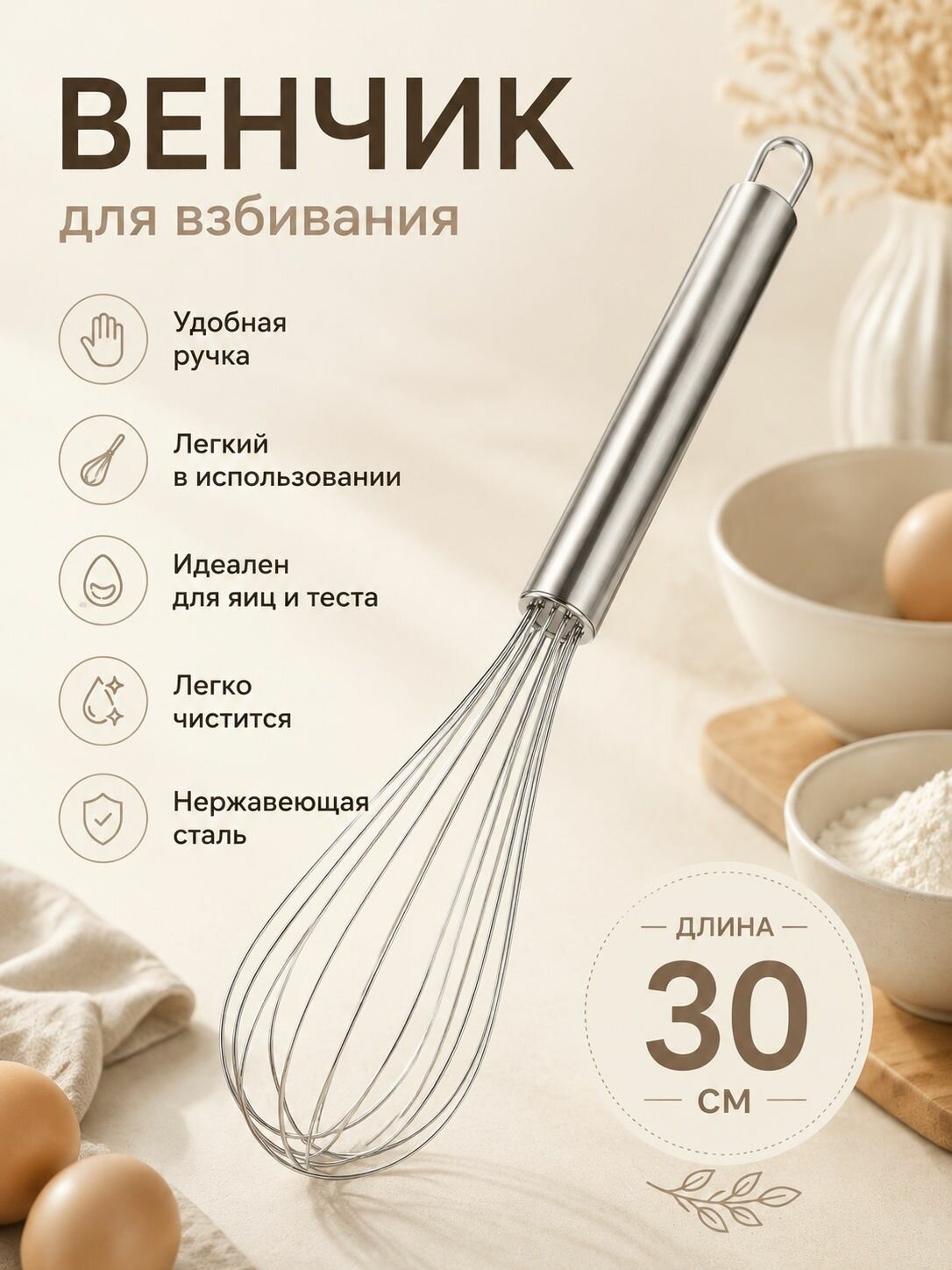 Венчик металлический для взбивания яиц и теста