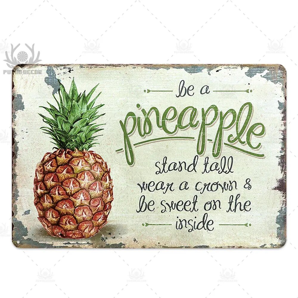 Металлическая табличка "Be a pineapple" 20x30см, TH2003