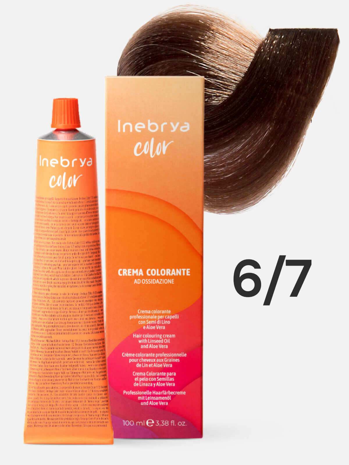 Крем - краска для волос профессиональная Inebrya Color Professional 6/7 Темный русый Коричневый, 100 мл